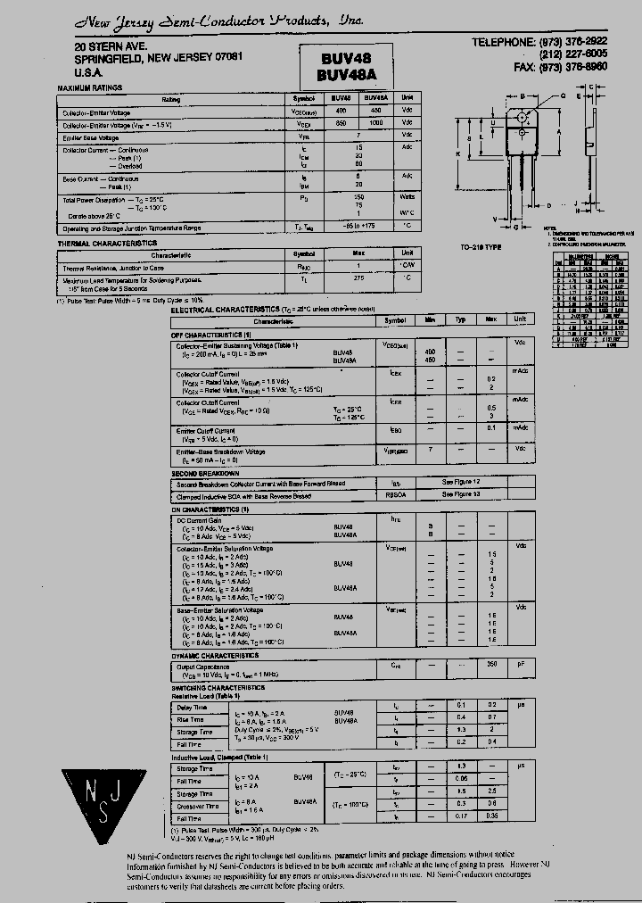 BUV48A_8923933.PDF Datasheet Download --- IC-ON-LINE