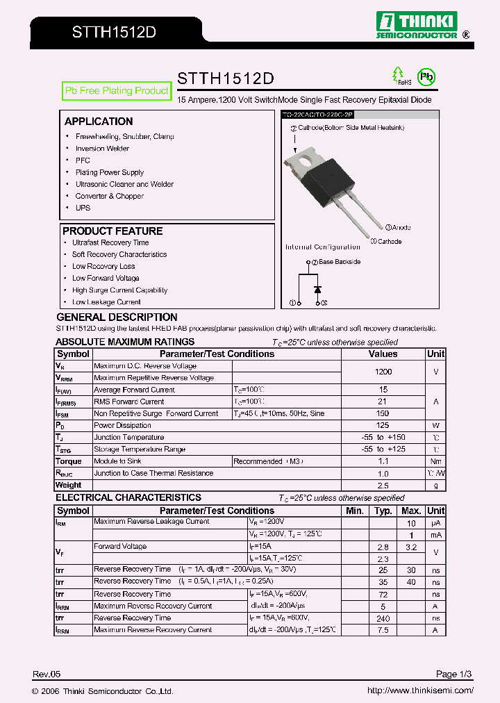 STTH1512D_8954163.PDF Datasheet Download --- IC-ON-LINE