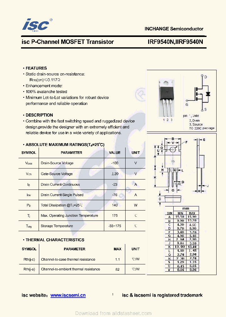 IIRF9540N_8964680.PDF Datasheet Download --- IC-ON-LINE
