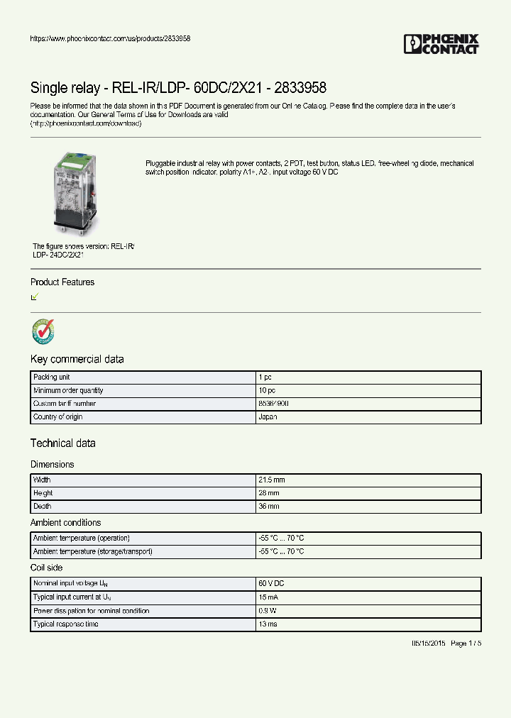REL-IR_8975738.PDF Datasheet Download --- IC-ON-LINE