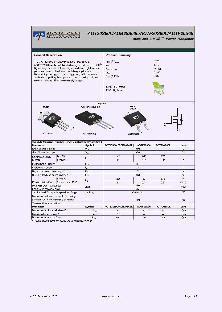 AOT20S60L_8982392.PDF Datasheet Download --- IC-ON-LINE