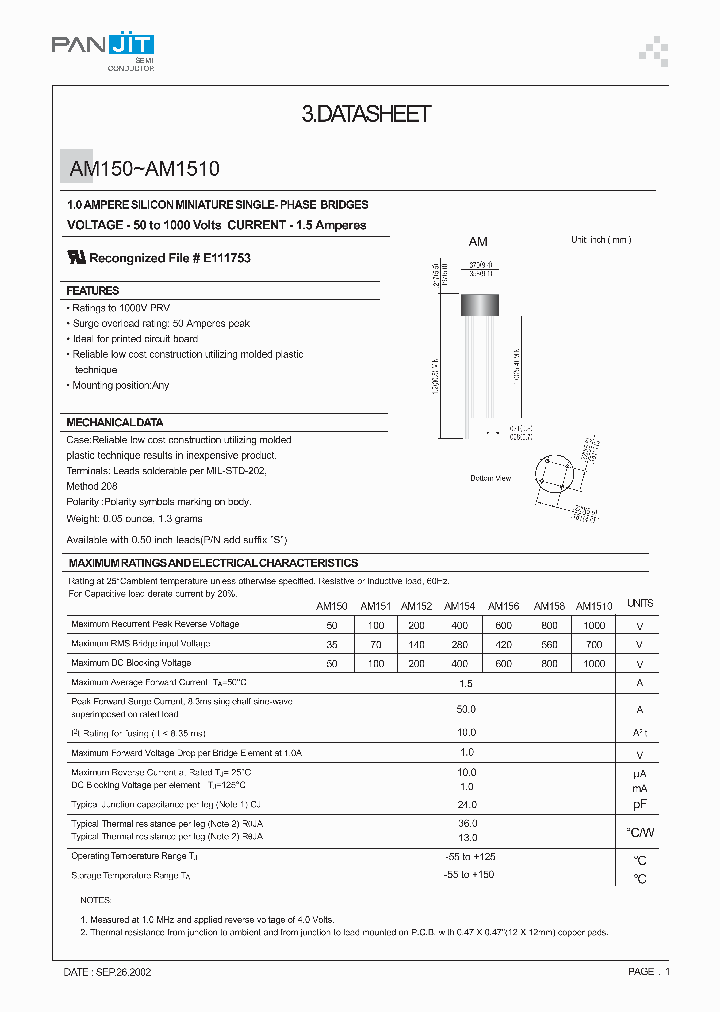 AM1510_8984529.PDF Datasheet Download --- IC-ON-LINE