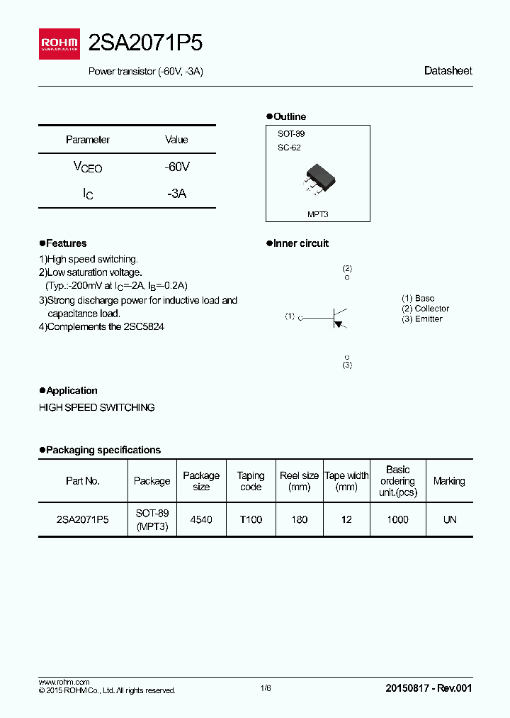 2SA2071P5_8985804.PDF Datasheet Download --- IC-ON-LINE