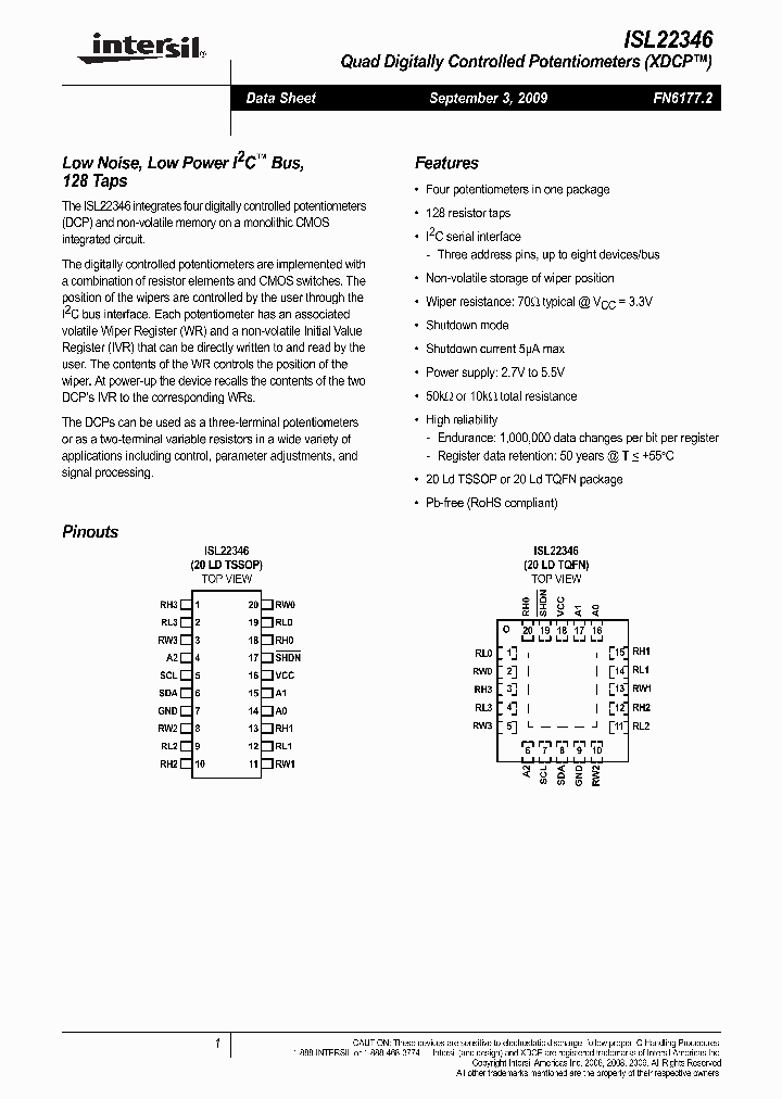 ISL22346WFV20Z_8985837.PDF Datasheet Download --- IC-ON-LINE