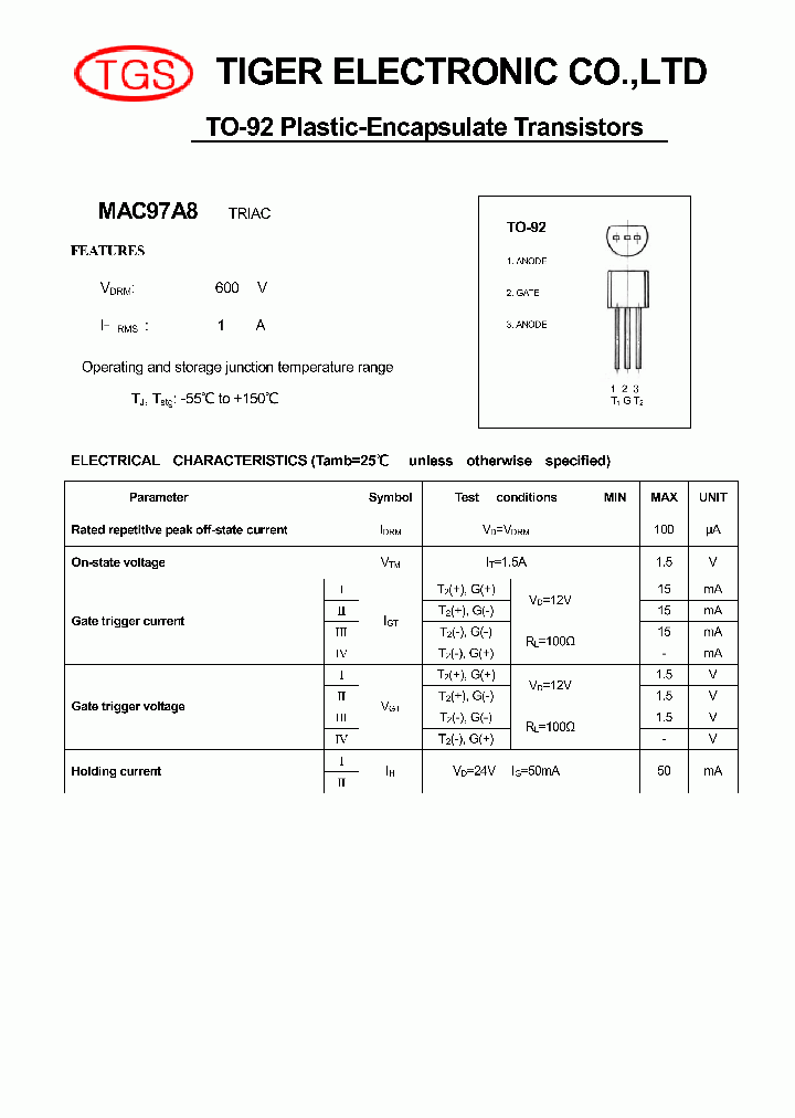 MAC97A8_8989665.PDF Datasheet Download --- IC-ON-LINE