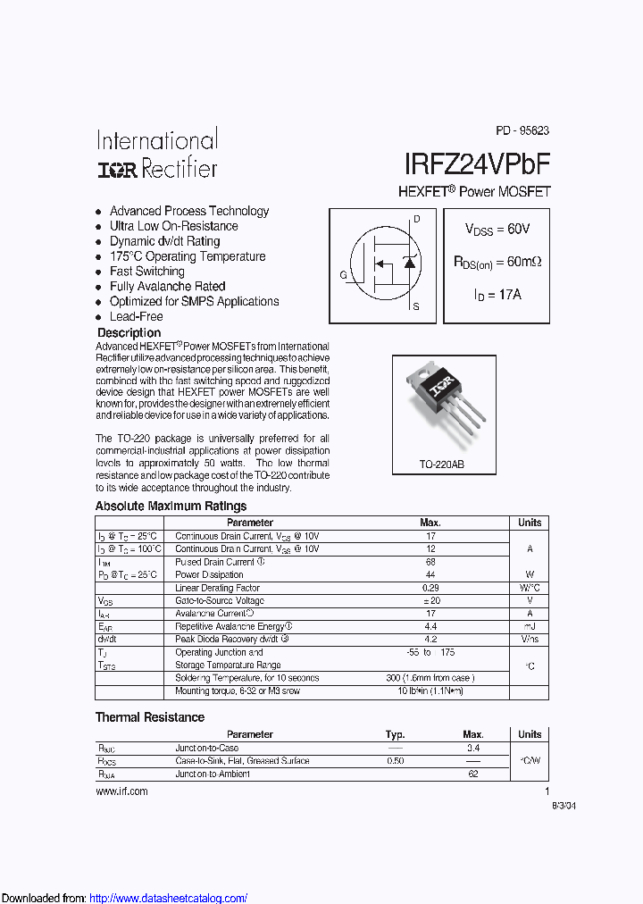 IRFZ24VPBF_8998076.PDF Datasheet Download --- IC-ON-LINE