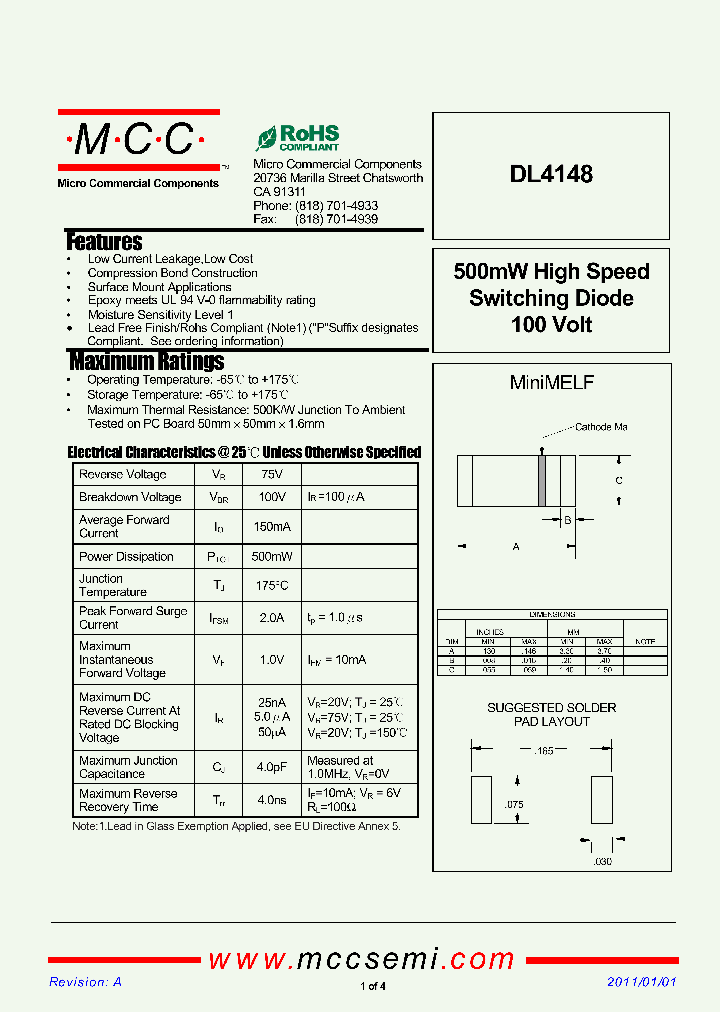 DL4148_9005748.PDF Datasheet Download --- IC-ON-LINE