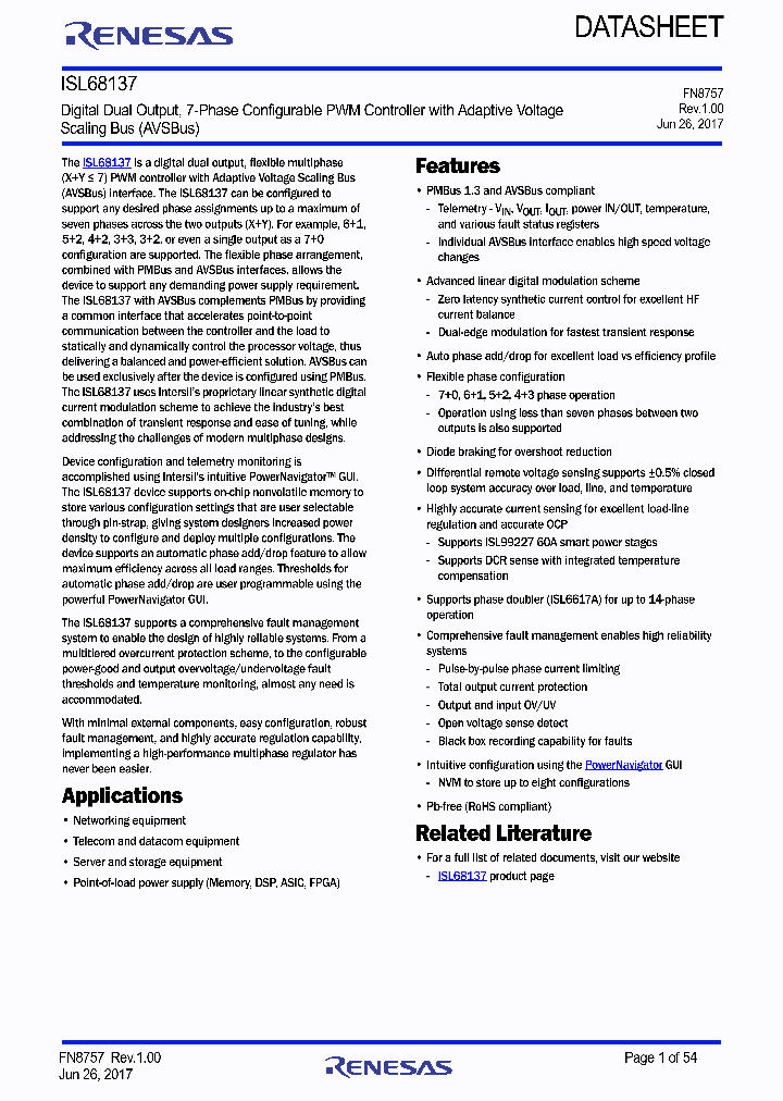 ISL68137_9013547.PDF Datasheet Download --- IC-ON-LINE