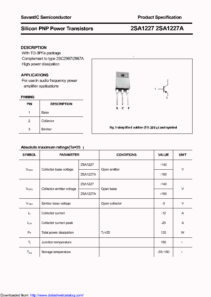 2SA1227A_9016978.PDF Datasheet Download --- IC-ON-LINE