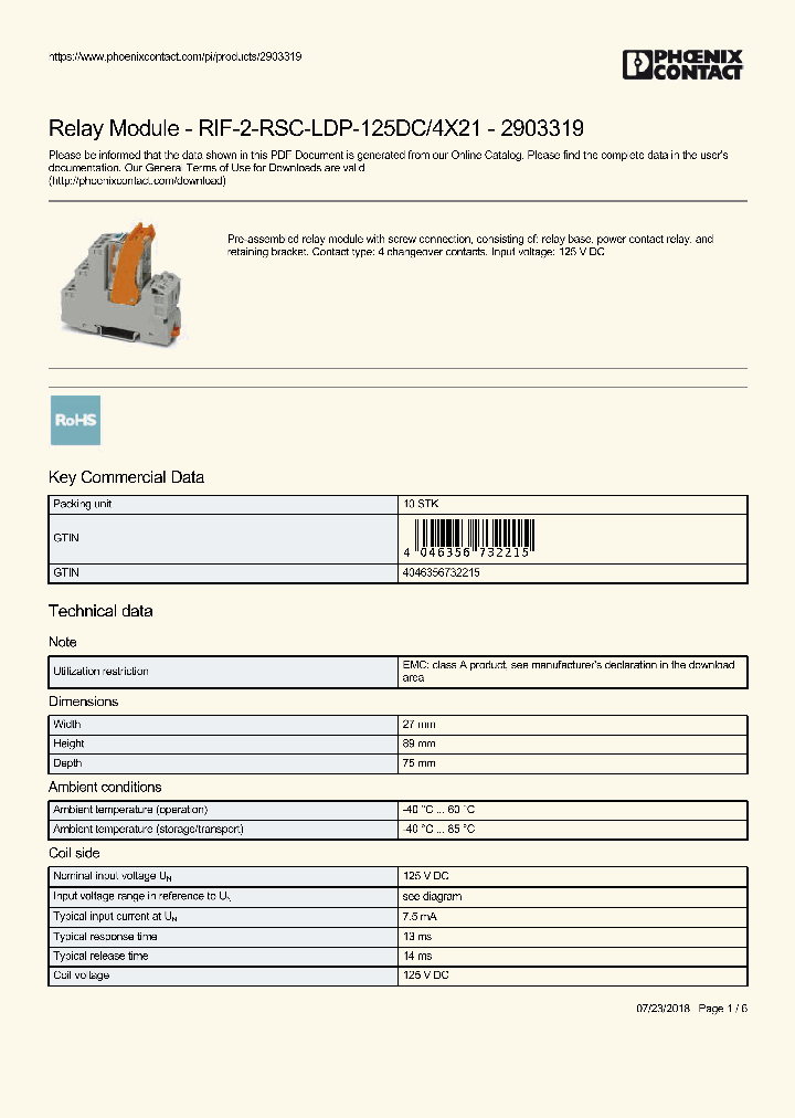RIF-2-RSC-LDP-125DC_9019667.PDF Datasheet Download --- IC-ON-LINE