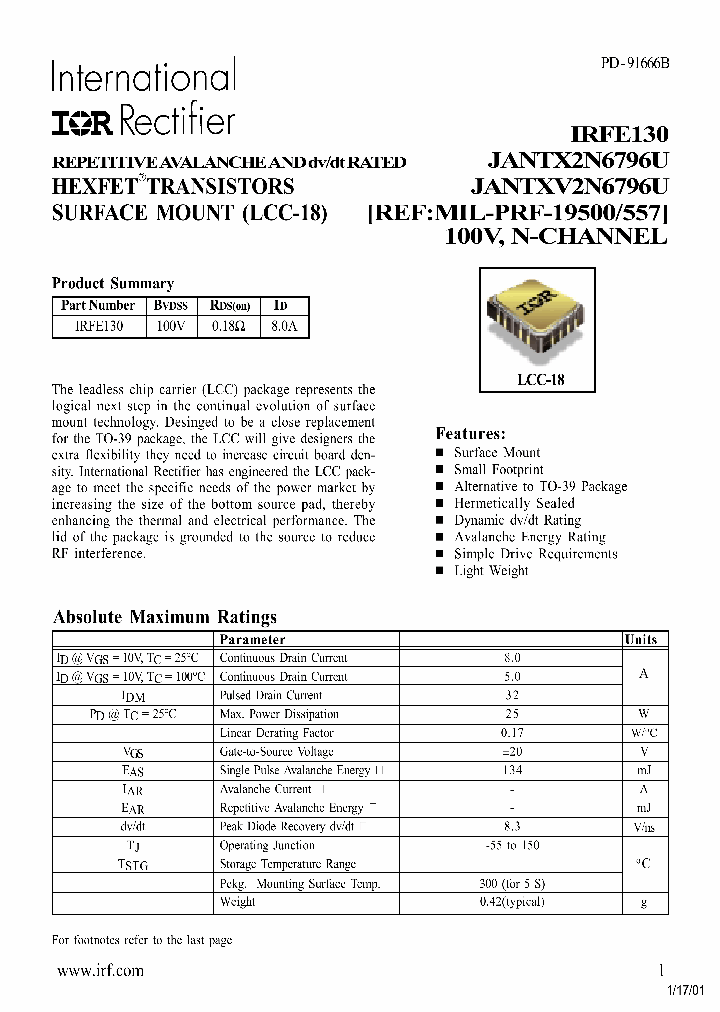 IRFE130-15_9021644.PDF Datasheet Download --- IC-ON-LINE