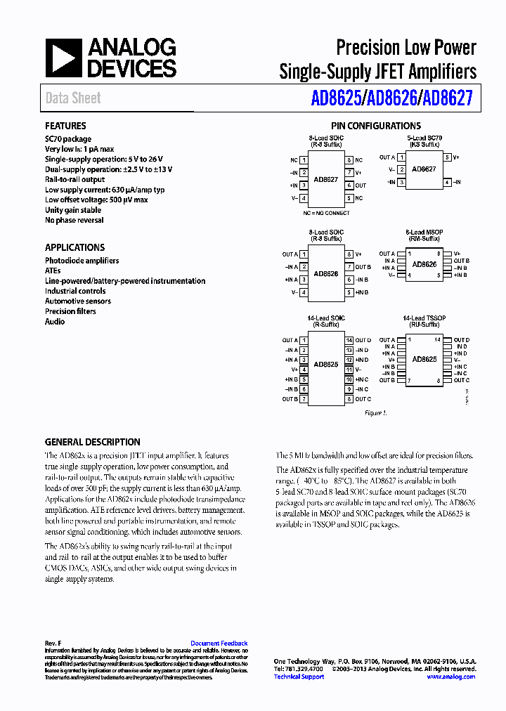 AD8626ARZ_9023582.PDF Datasheet Download --- IC-ON-LINE