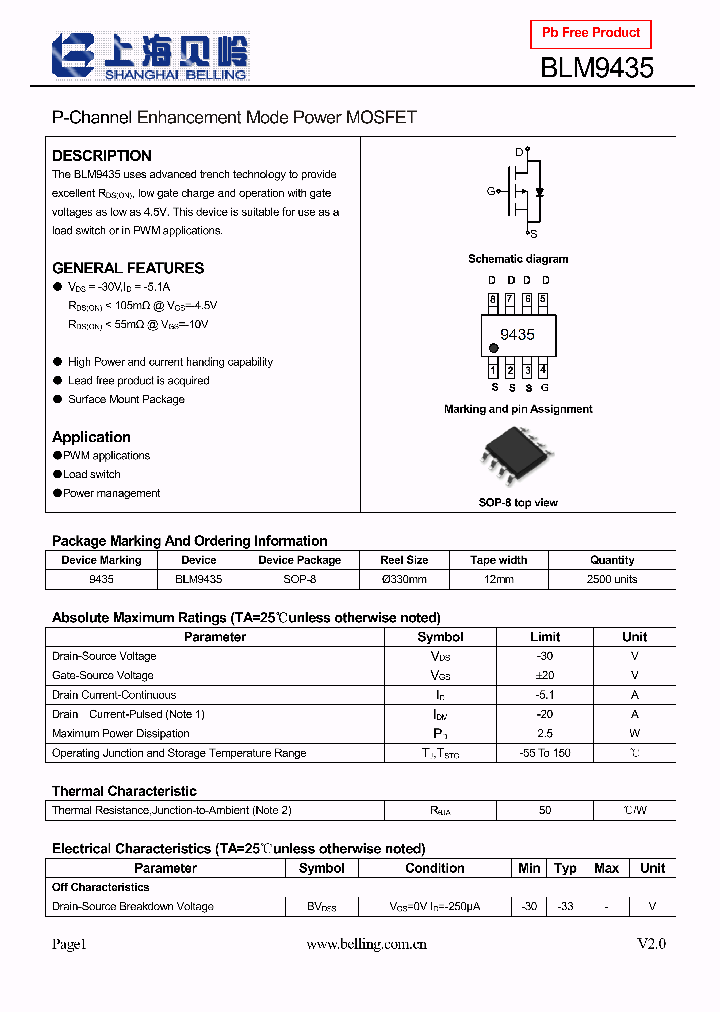 BLM9435_9030632.PDF Datasheet Download --- IC-ON-LINE