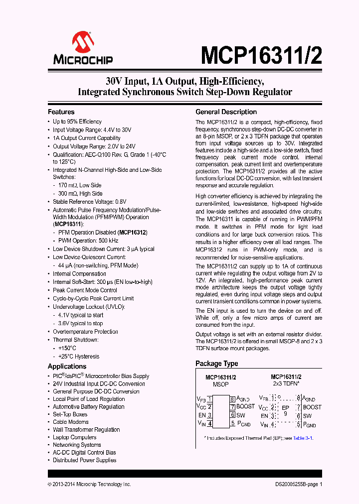 MCP16311_9043870.PDF Datasheet Download --- IC-ON-LINE