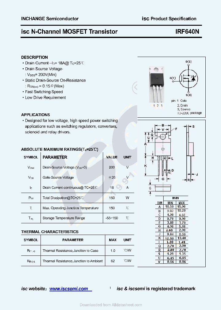 IRF640N_9051366.PDF Datasheet Download --- IC-ON-LINE