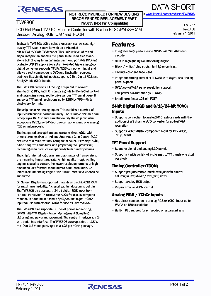 TW8806_9056383.PDF Datasheet Download --- IC-ON-LINE
