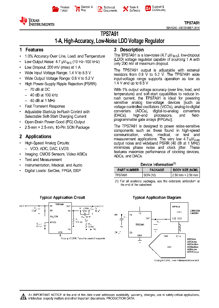 TPS7A91_9062919.PDF Datasheet Download --- IC-ON-LINE