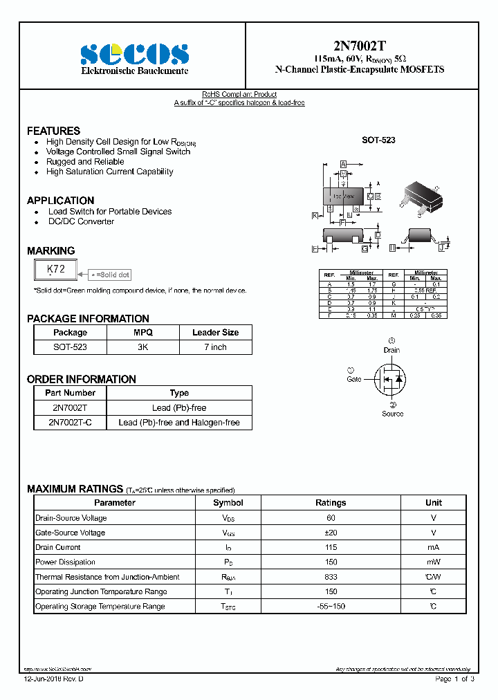 2N7002T_9065569.PDF Datasheet Download --- IC-ON-LINE