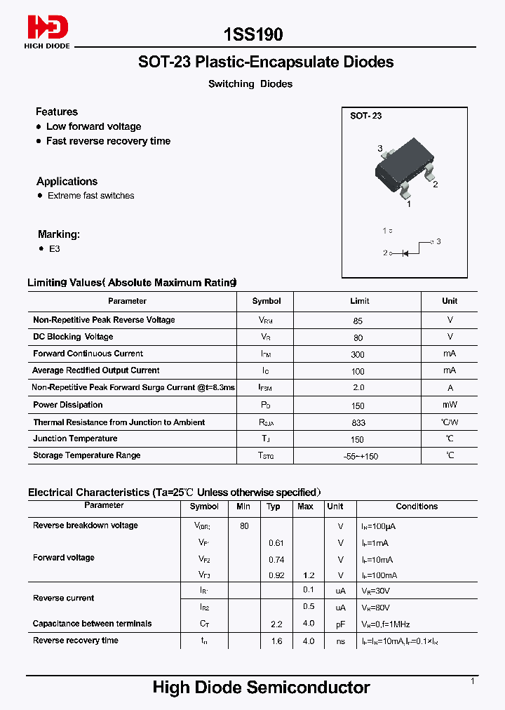 1SS190_9072660.PDF Datasheet Download --- IC-ON-LINE