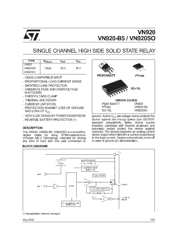 VN920_9073575.PDF Datasheet Download --- IC-ON-LINE