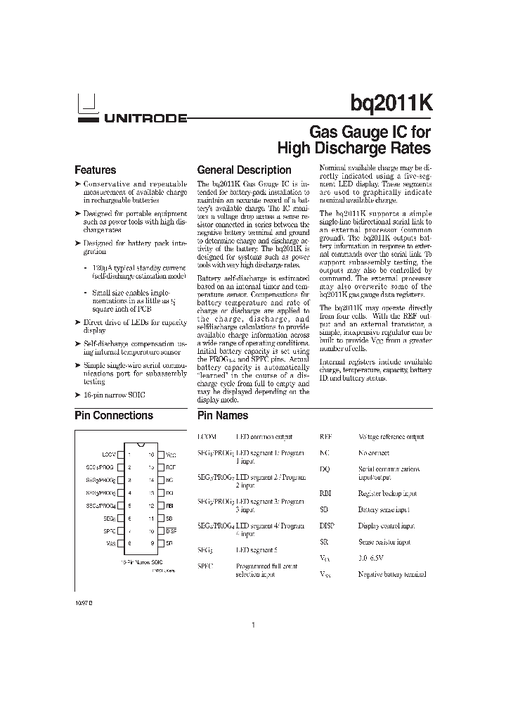 BQ2011KSN-D121_9073600.PDF Datasheet Download --- IC-ON-LINE