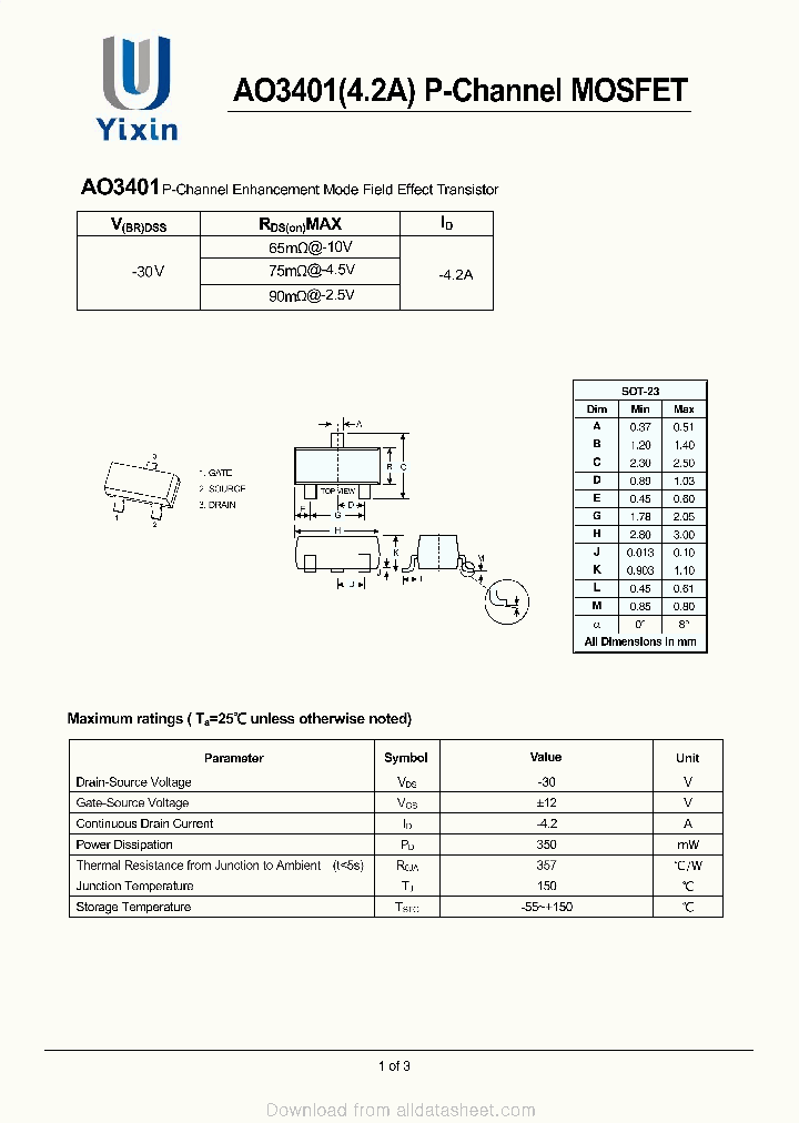Ao3401a Datasheet Stock Original Ic Chips Datasheet Smd 3401 AO3401