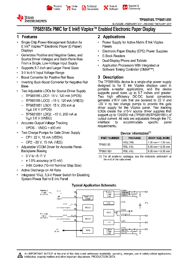 TPS65185SRGZR_9082645.PDF Datasheet Download --- IC-ON-LINE