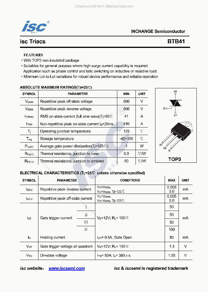 BTB41_9086128.PDF Datasheet Download --- IC-ON-LINE