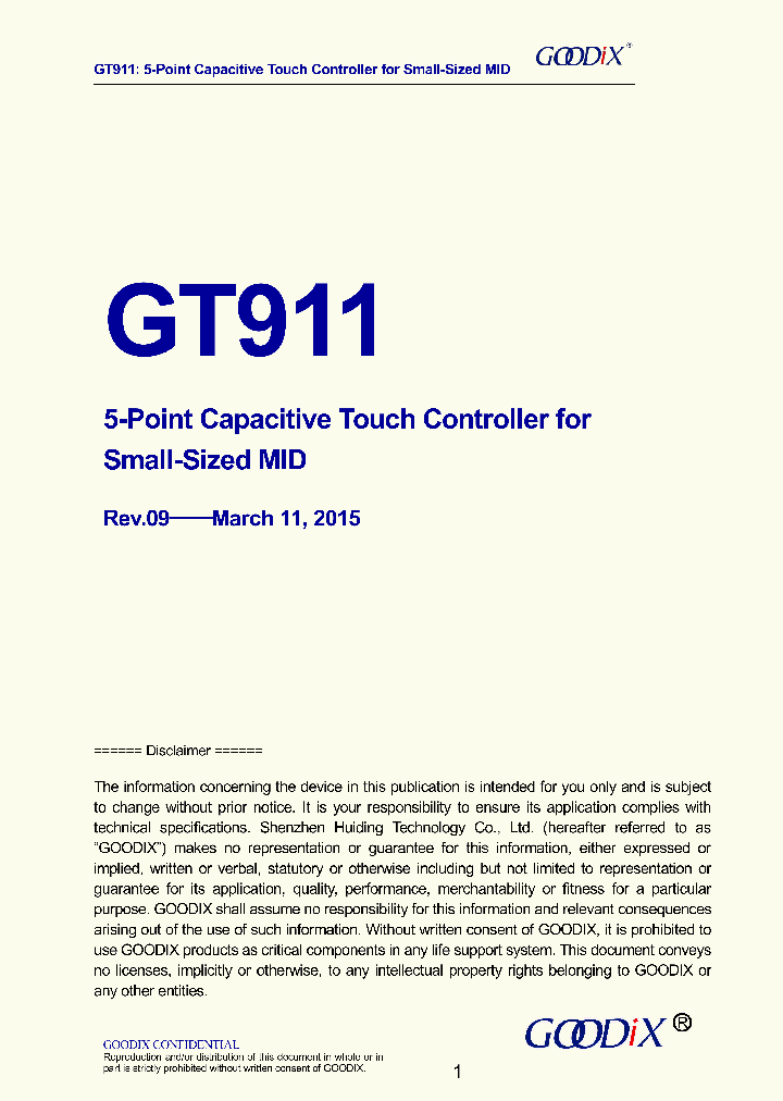 GT911_9086772.PDF Datasheet Download --- IC-ON-LINE