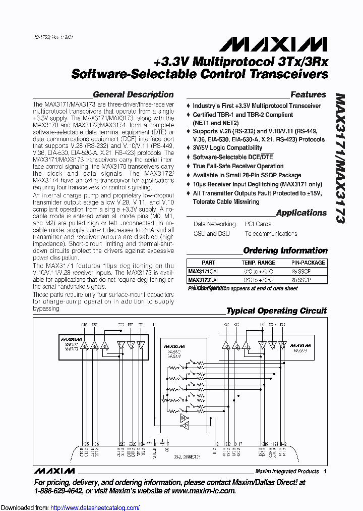 MAX3173CAI-T_9089532.PDF Datasheet Download --- IC-ON-LINE