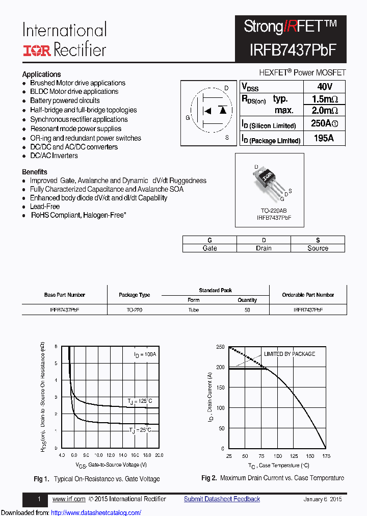IRFB7437_9090791.PDF Datasheet Download --- IC-ON-LINE