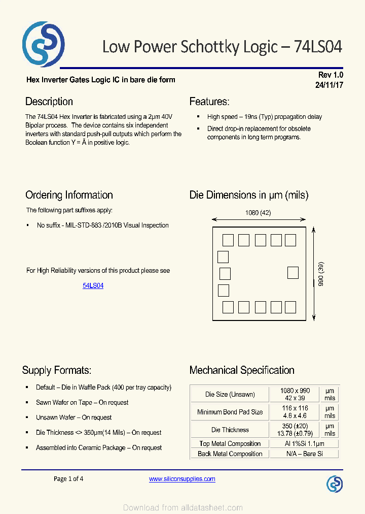 74LS04_9097214.PDF Datasheet Download --- IC-ON-LINE