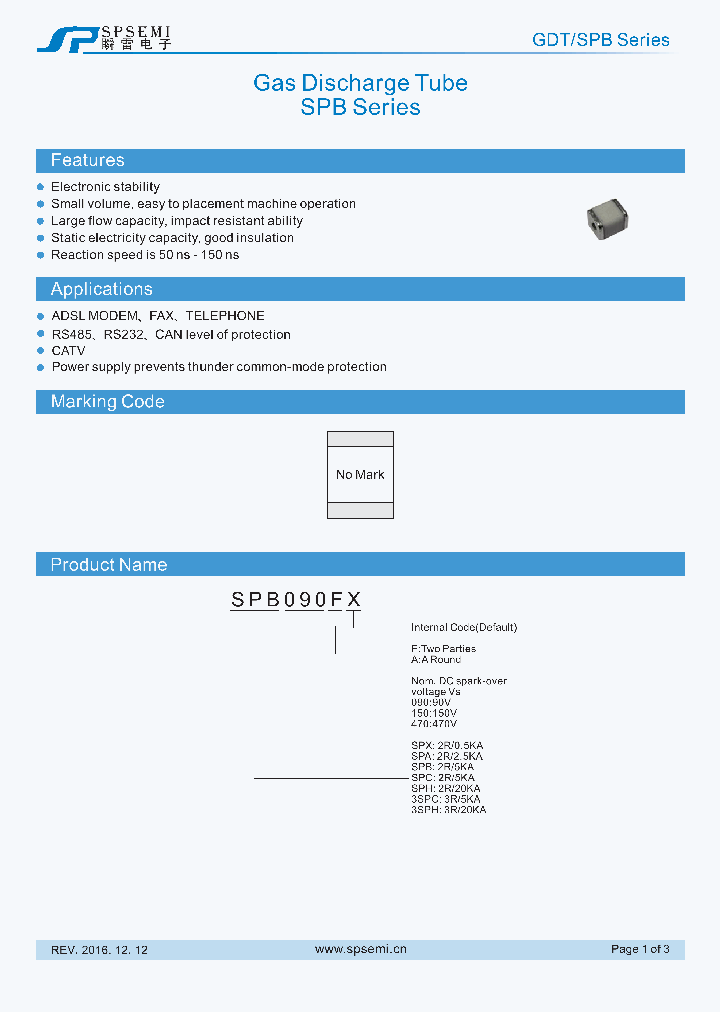 GDT-SPB_9112971.PDF Datasheet Download --- IC-ON-LINE