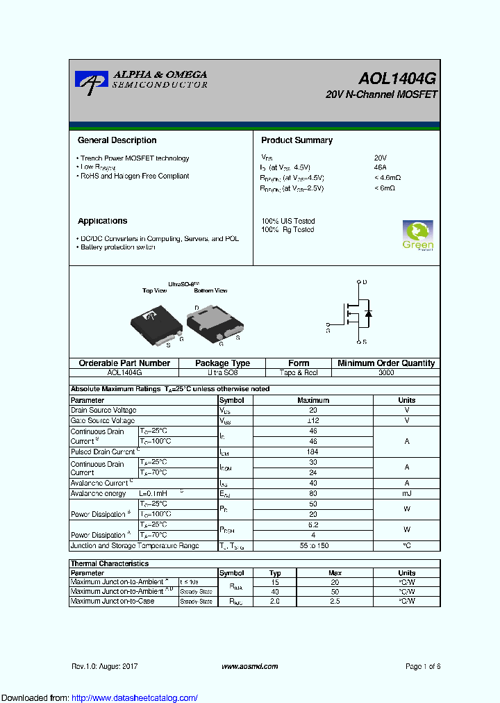 AOL1404G_9121288.PDF Datasheet Download --- IC-ON-LINE