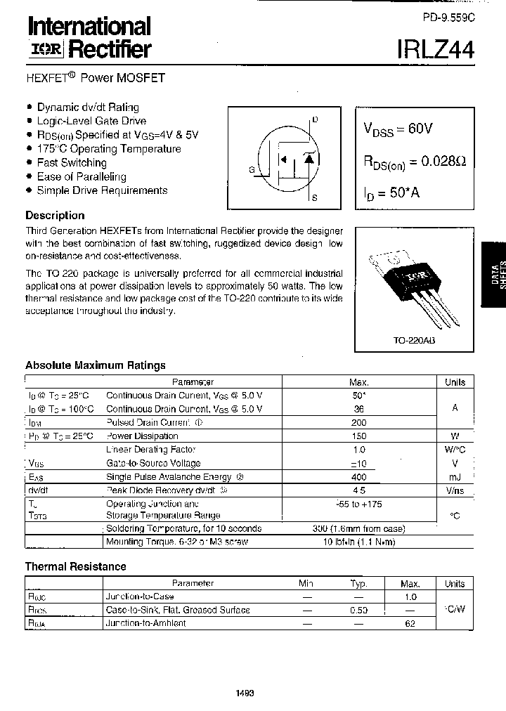 IRLZ44_9128239.PDF Datasheet Download --- IC-ON-LINE